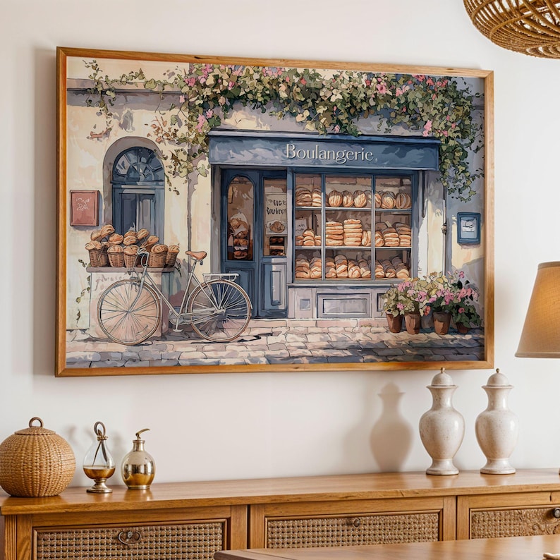 French Bakery Art Print Horizontal Cafe Wall Art Vintage Parisian ...