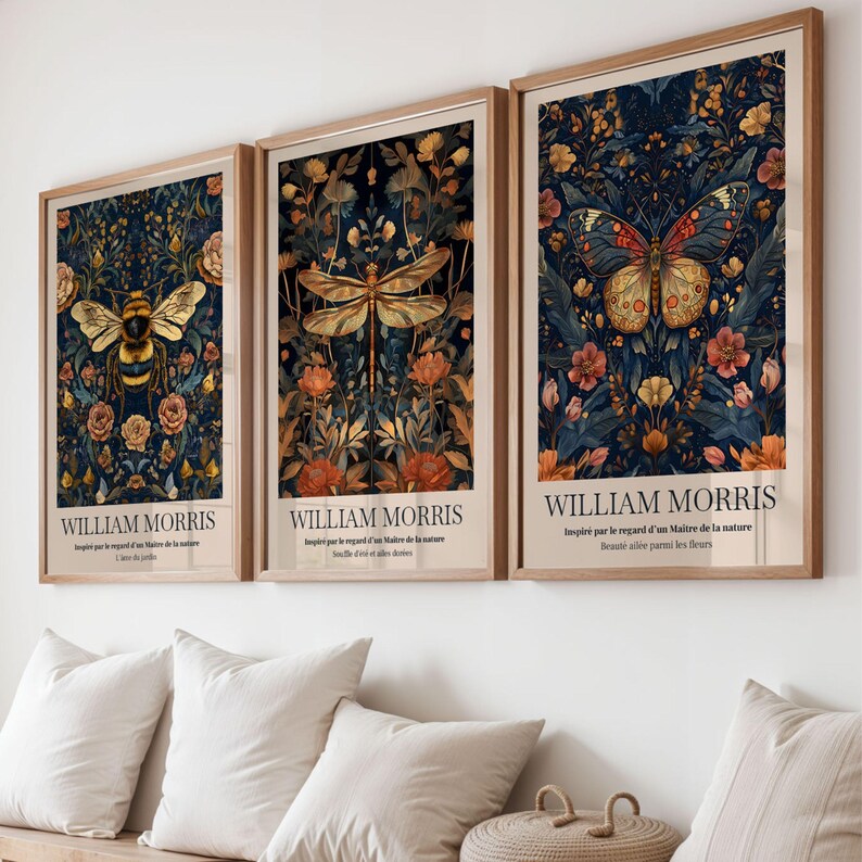 William Morris Inspired Bee Art Print Vintage Botanical Insect Poster ...
