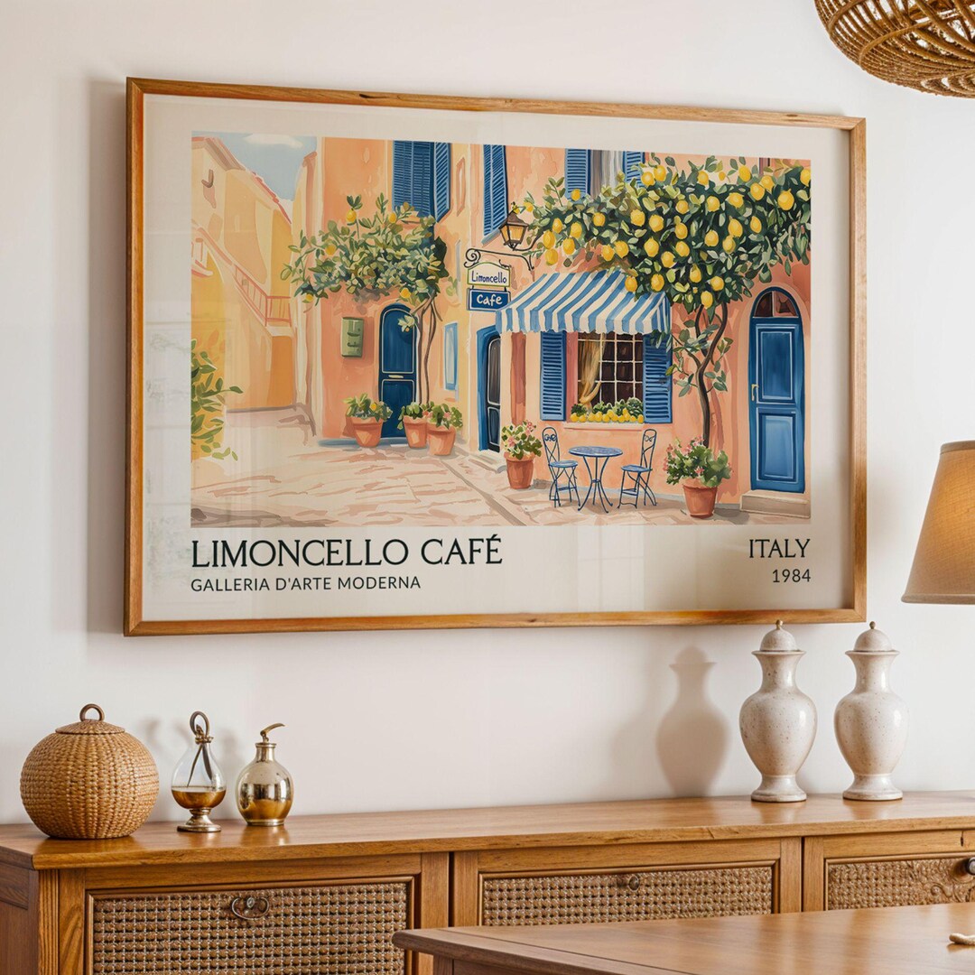 Limoncello Café Horizontal Italian Wall Art Poster Mediterranean ...