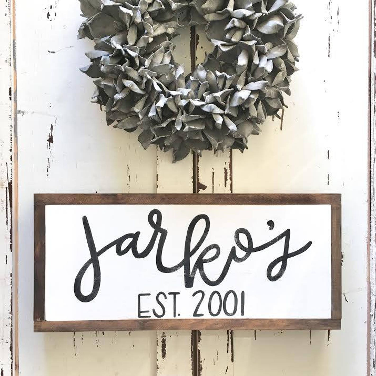 Last Name Family Sign Established Est. Wooden Family Sign - Etsy