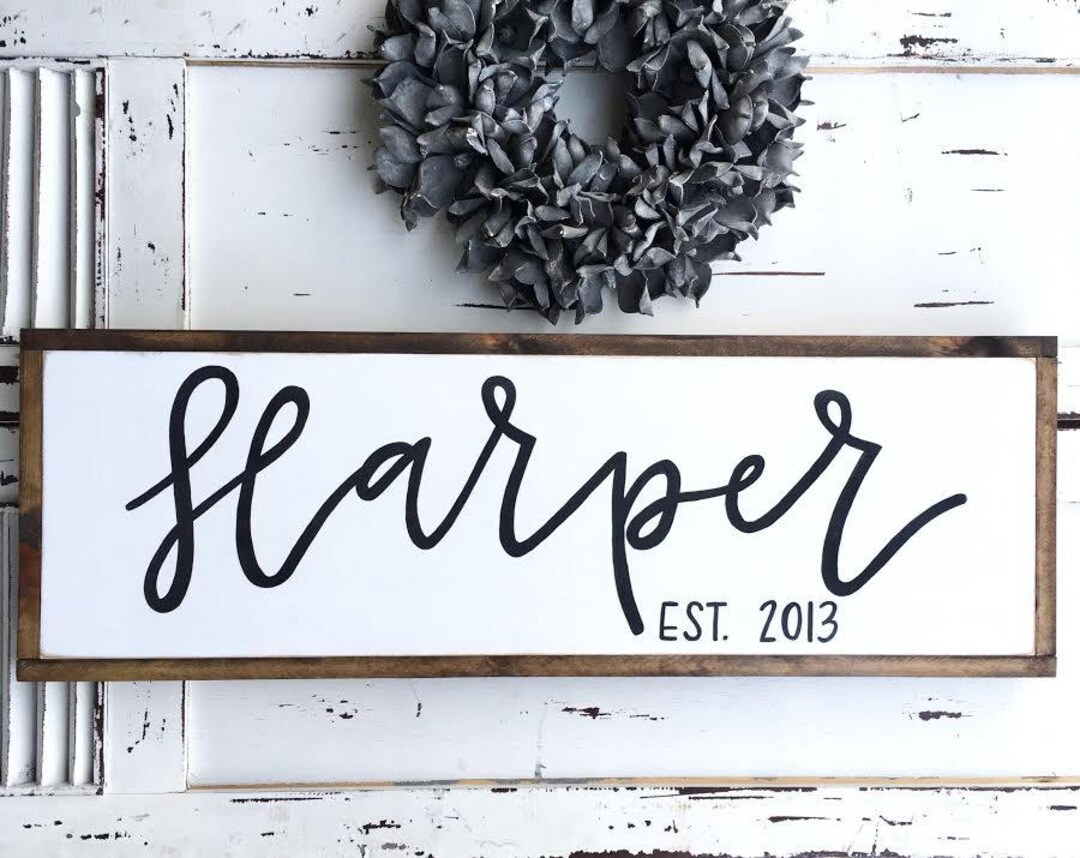 Last Name Family Sign Established Est. Wooden Family Sign - Etsy