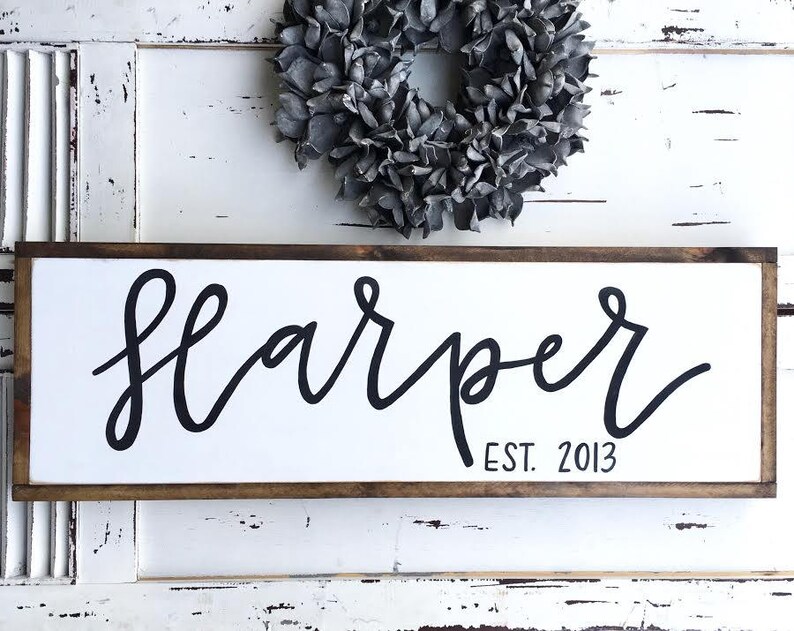 Last Name Family Sign Established Est. Wooden Family Sign - Etsy