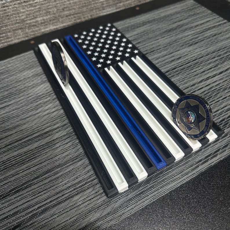 Thin Blue Line Challenge Coin Holder Display for Police Sheriff Law ...