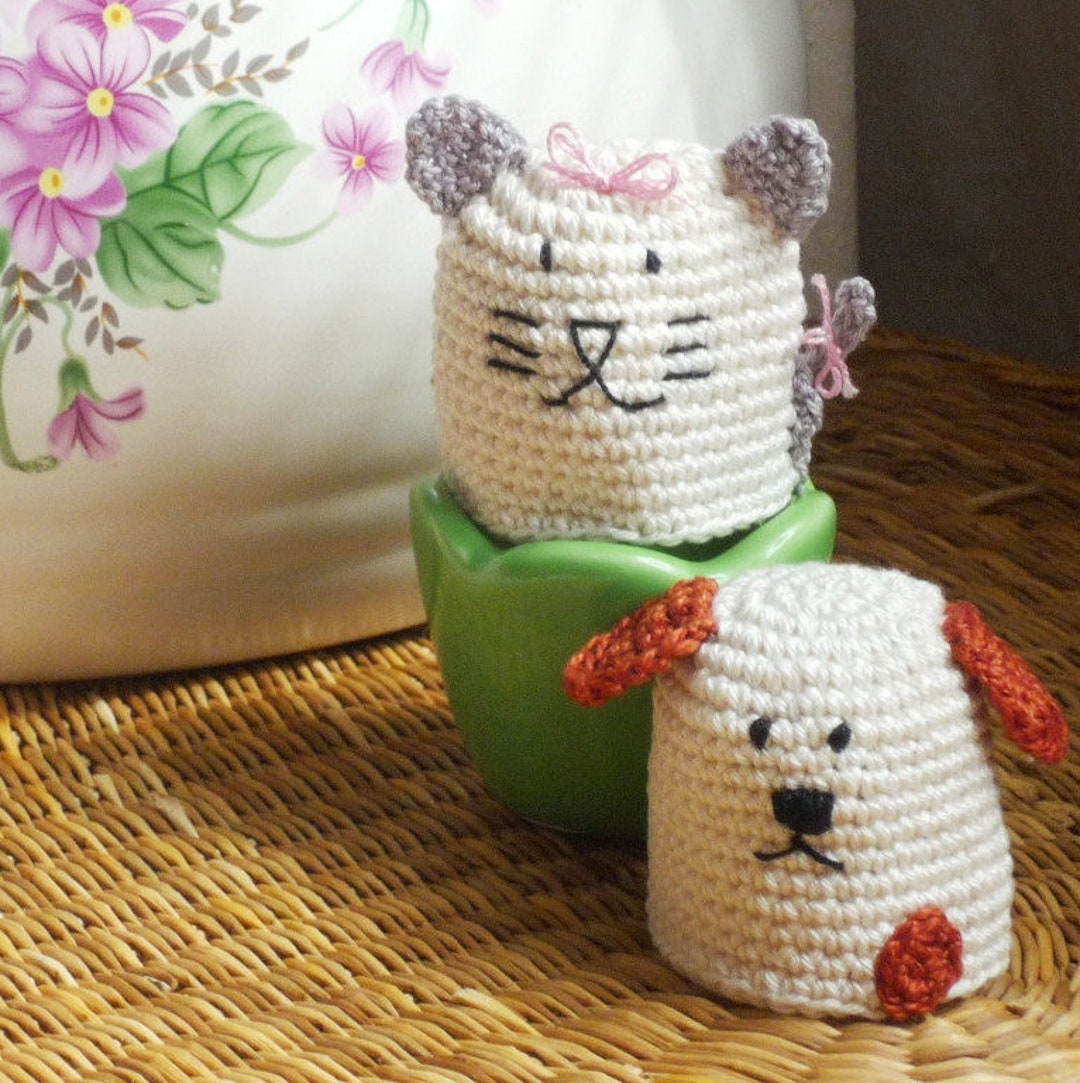 Dog and Cat Crochet Egg Cozy Animal Egg Cozy Breakfast - Etsy