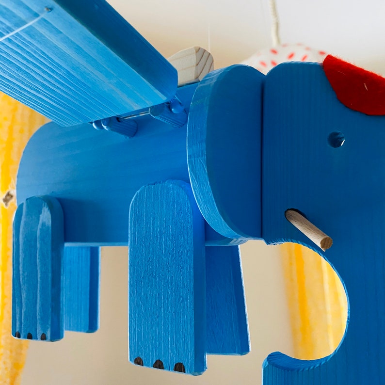 Flying Blue Elephant Wooden Mobile Toy Nursery Mobile | Etsy