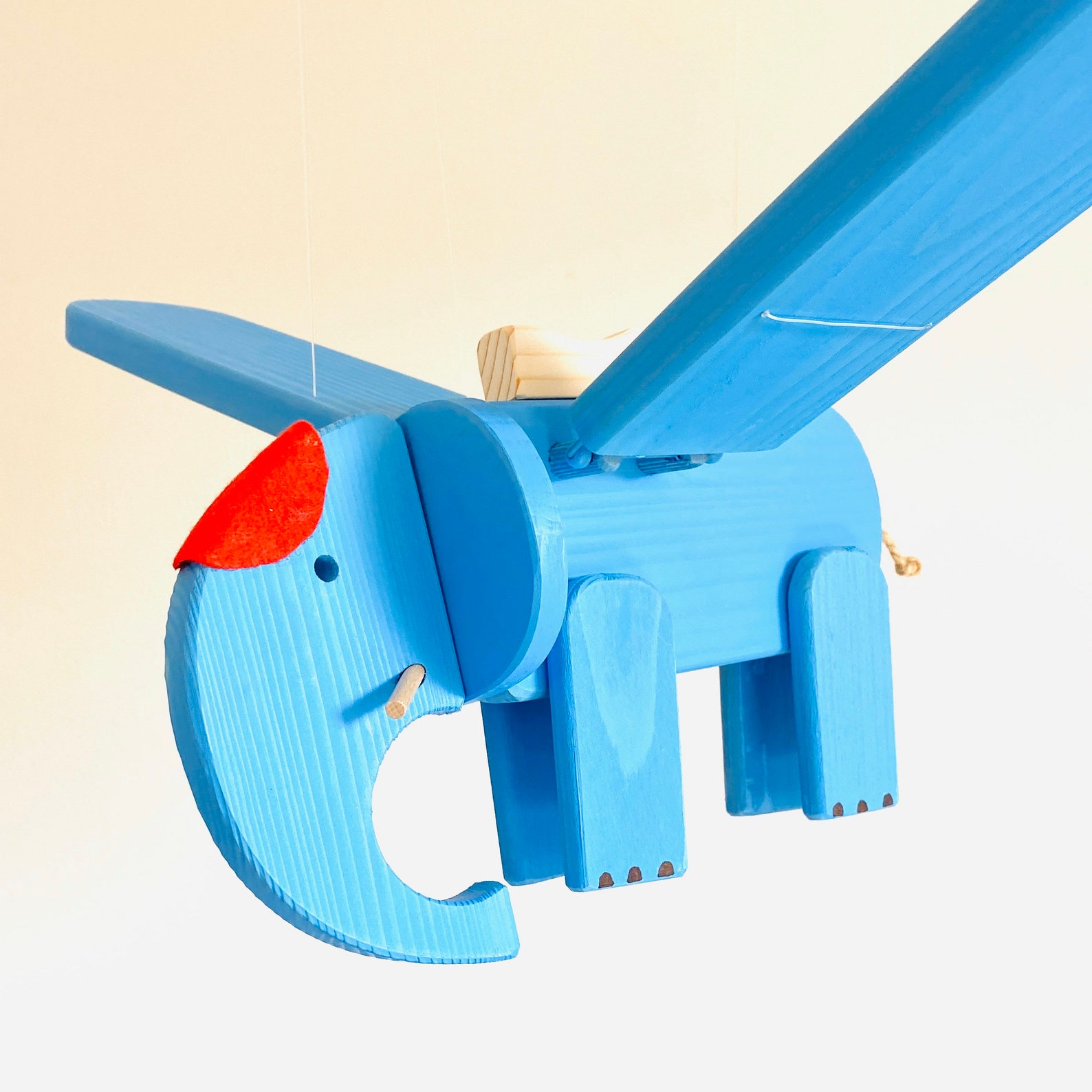Flying Blue Elephant - Wooden Mobile Toy - Nursery Mobile - Kids Room ...