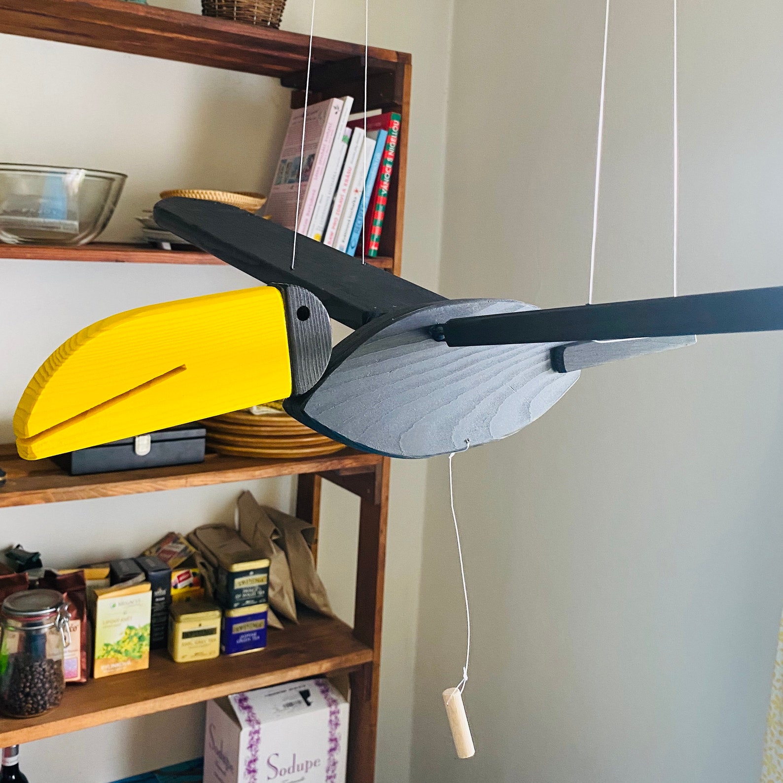 Wooden Flying Crow Mobile Halloween Decoration Black Bird | Etsy