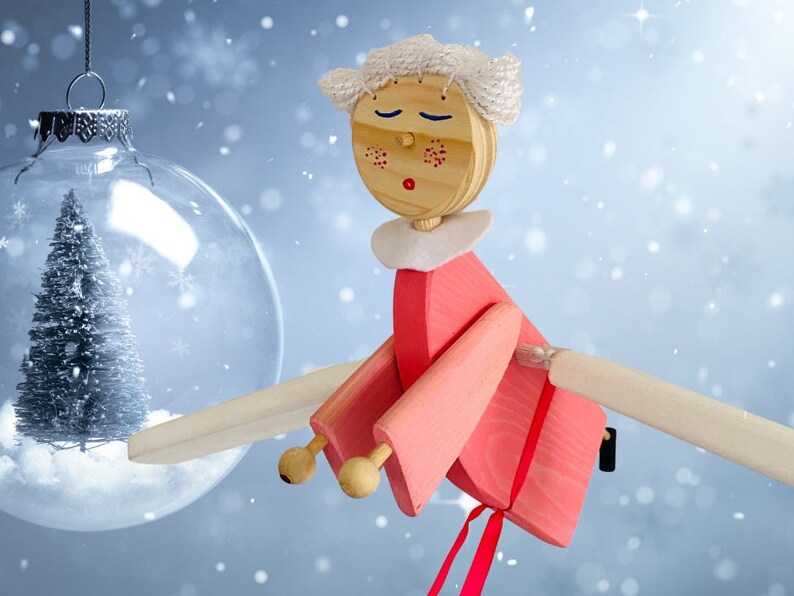 Flying Pink Angel Wooden Mobile Toy Baby Girl Nursery - Etsy