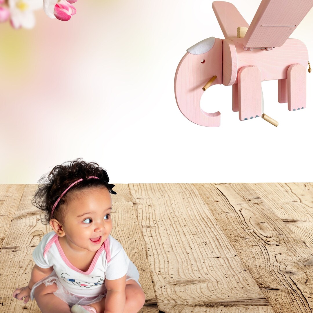 Flying Pink Elephant Wooden Mobile – Nursery Decor, Baby Shower Gift - Etsy