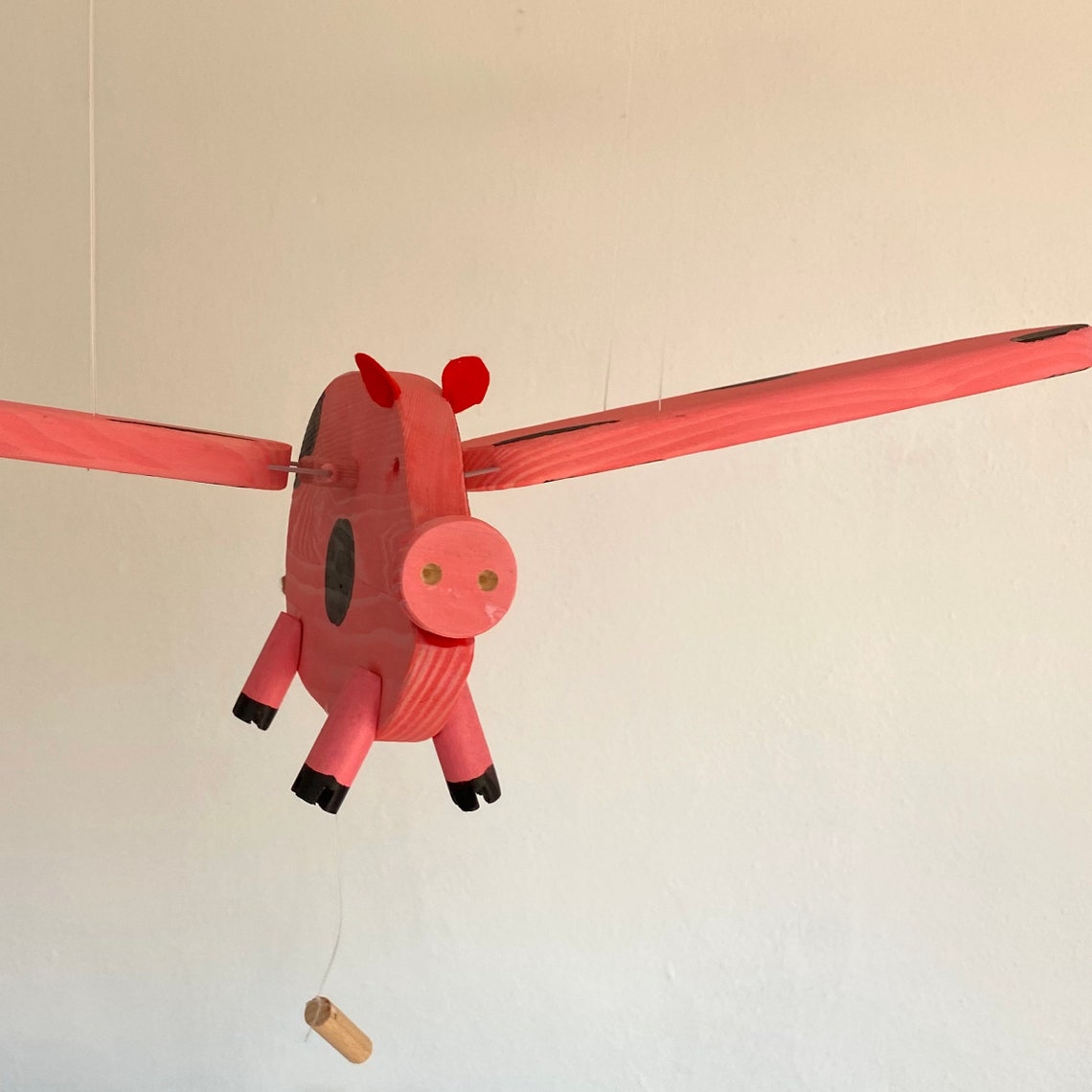 Pink Pig With Black Spots Wooden Baby Mobile Nursery Crib | Etsy