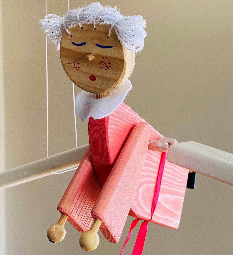Flying Pink Angel Wooden Mobile Toy Baby Girl Nursery - Etsy