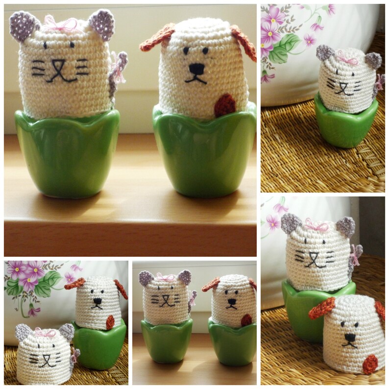 Dog and Cat Crochet Egg Cozy Animal Egg Cozy Breakfast | Etsy