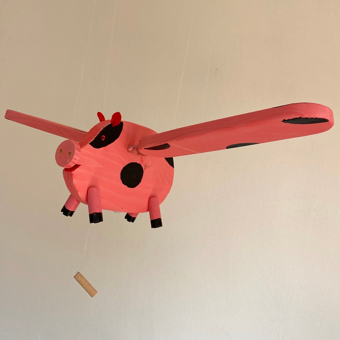 Pink Pig With Black Spots Wooden Baby Mobile Nursery Crib | Etsy