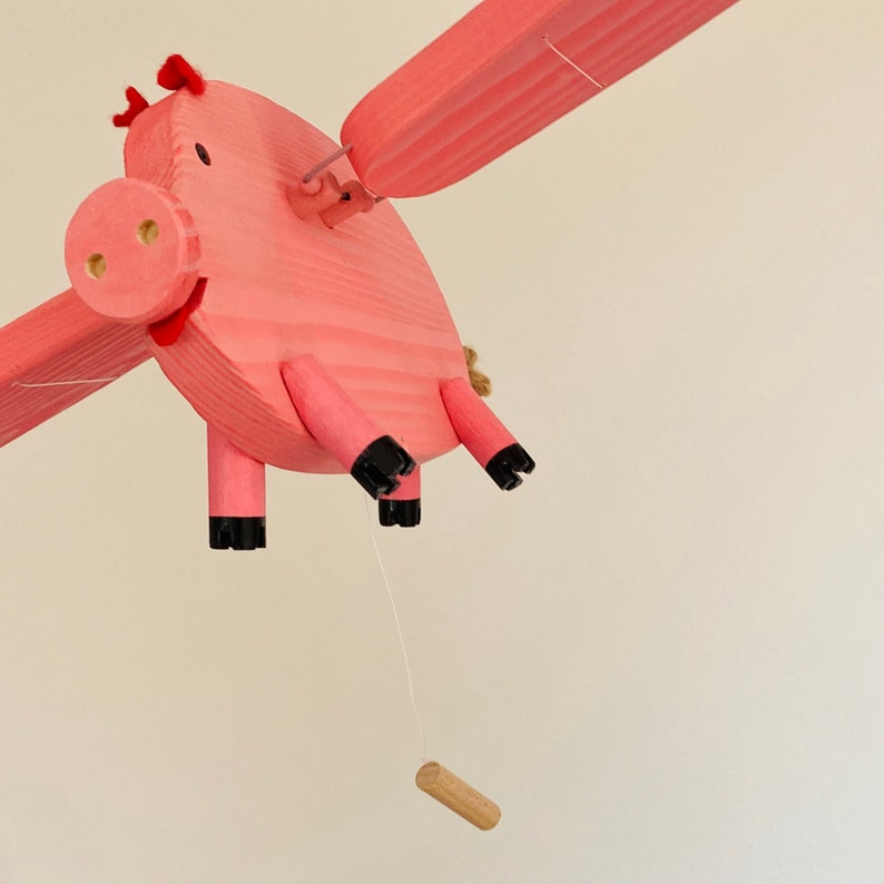 Pink Pig Wooden Baby Mobile Nursery Crib Mobile Pig - Etsy