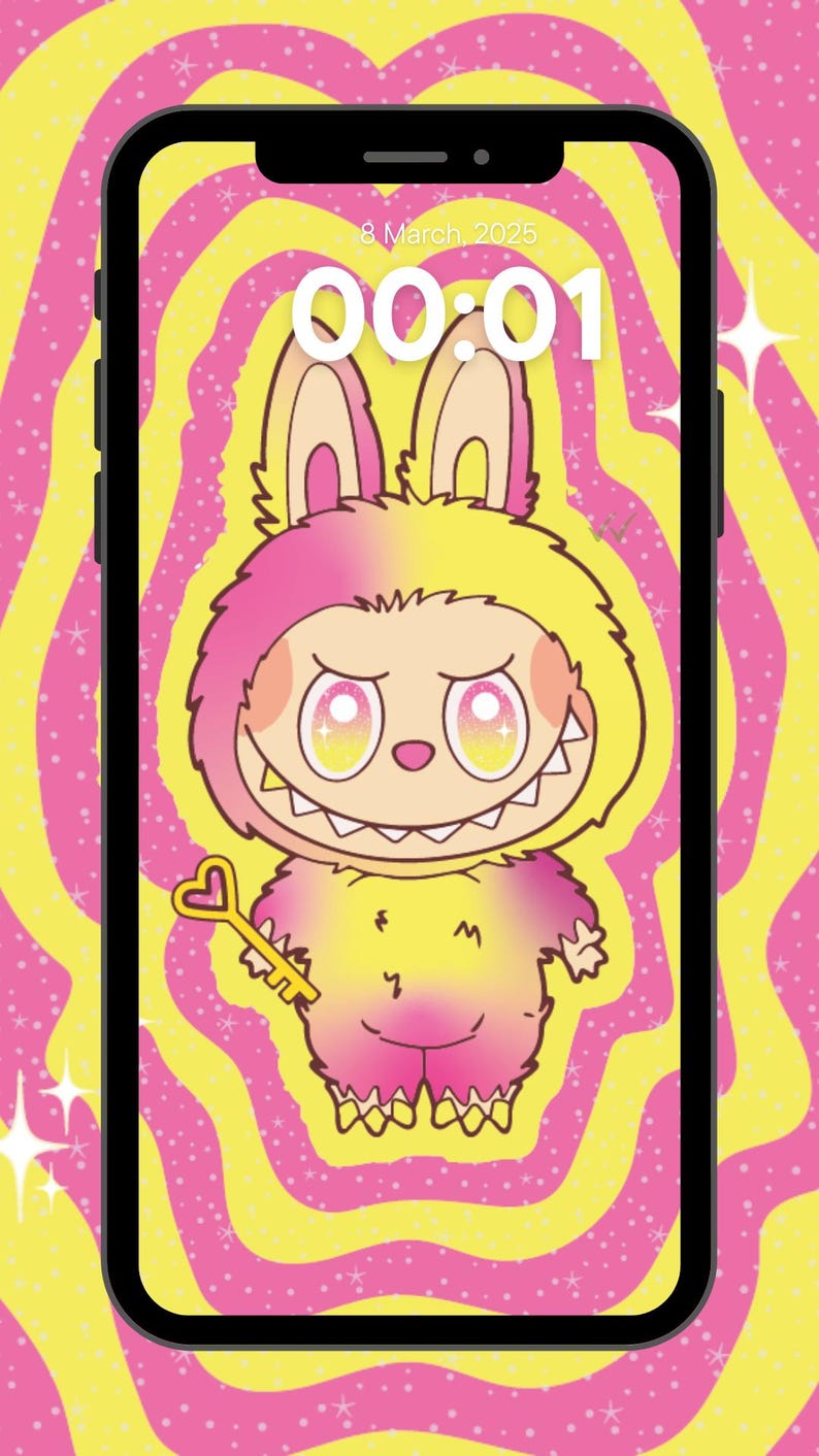 Special Pink Labubu Plushy Wall Art Print – Loyalty. Cute Bedroom Decor ...