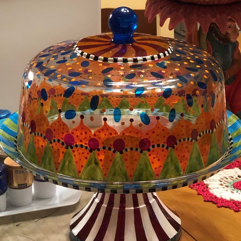 Painted Cake Plate - Etsy