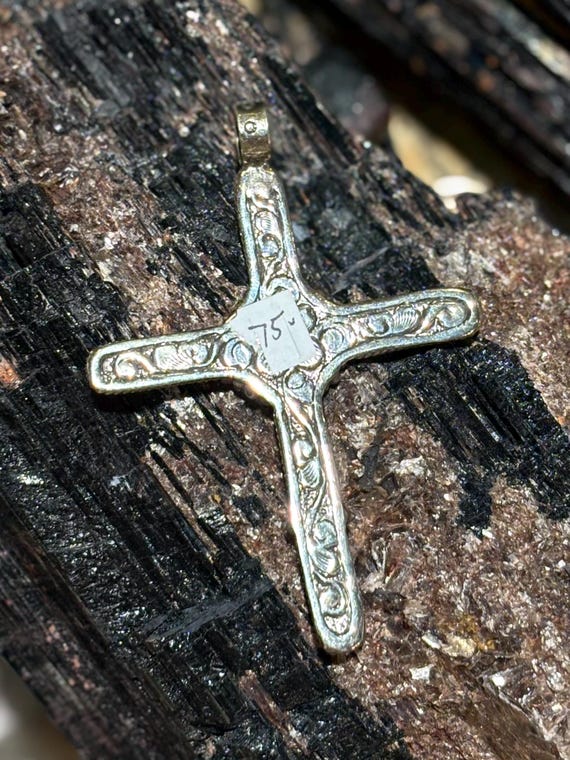 Handmade Tibetan Silver Cross Pendant with Mother of … - Gem