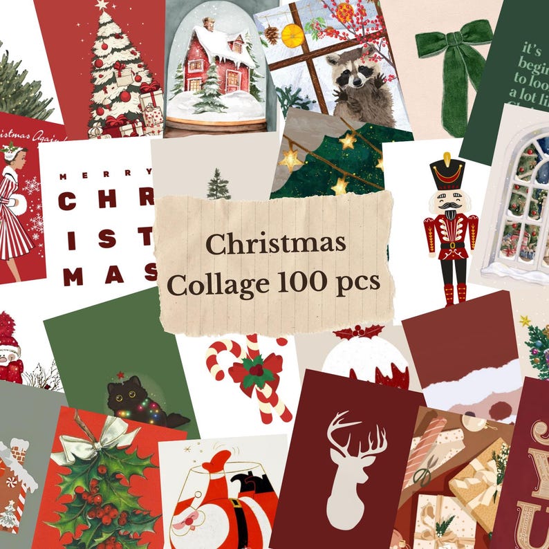 Christmas Aesthetic Collage Kit, Holiday Wall Art (digital Download) - Etsy