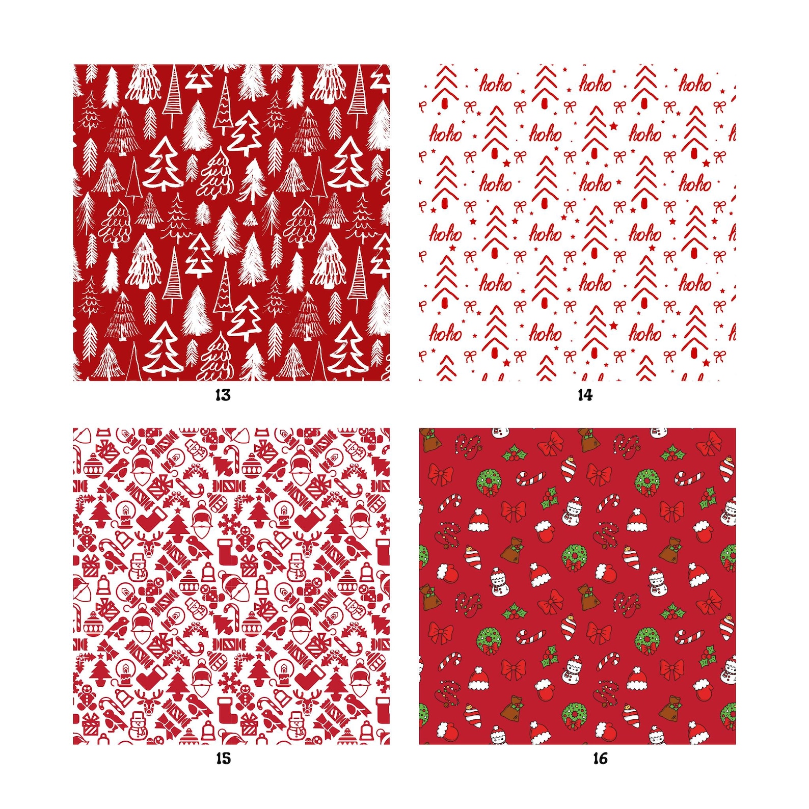 Merry Christmas Red Digital Papers, Xmas Printable Background, Red ...