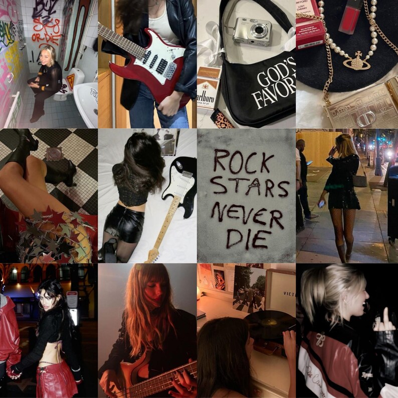 100 PCS | Rockstar Girlfriend Aesthetic Wall Collage | Downtown Girl ...