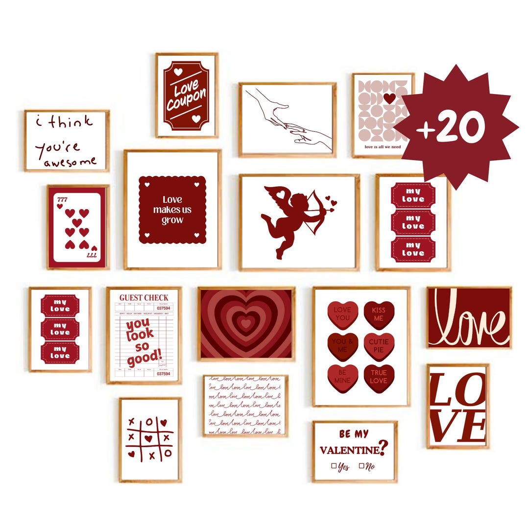 Valentines Day Decor Set of 20, Valentines Prints, Trendy Valentines ...