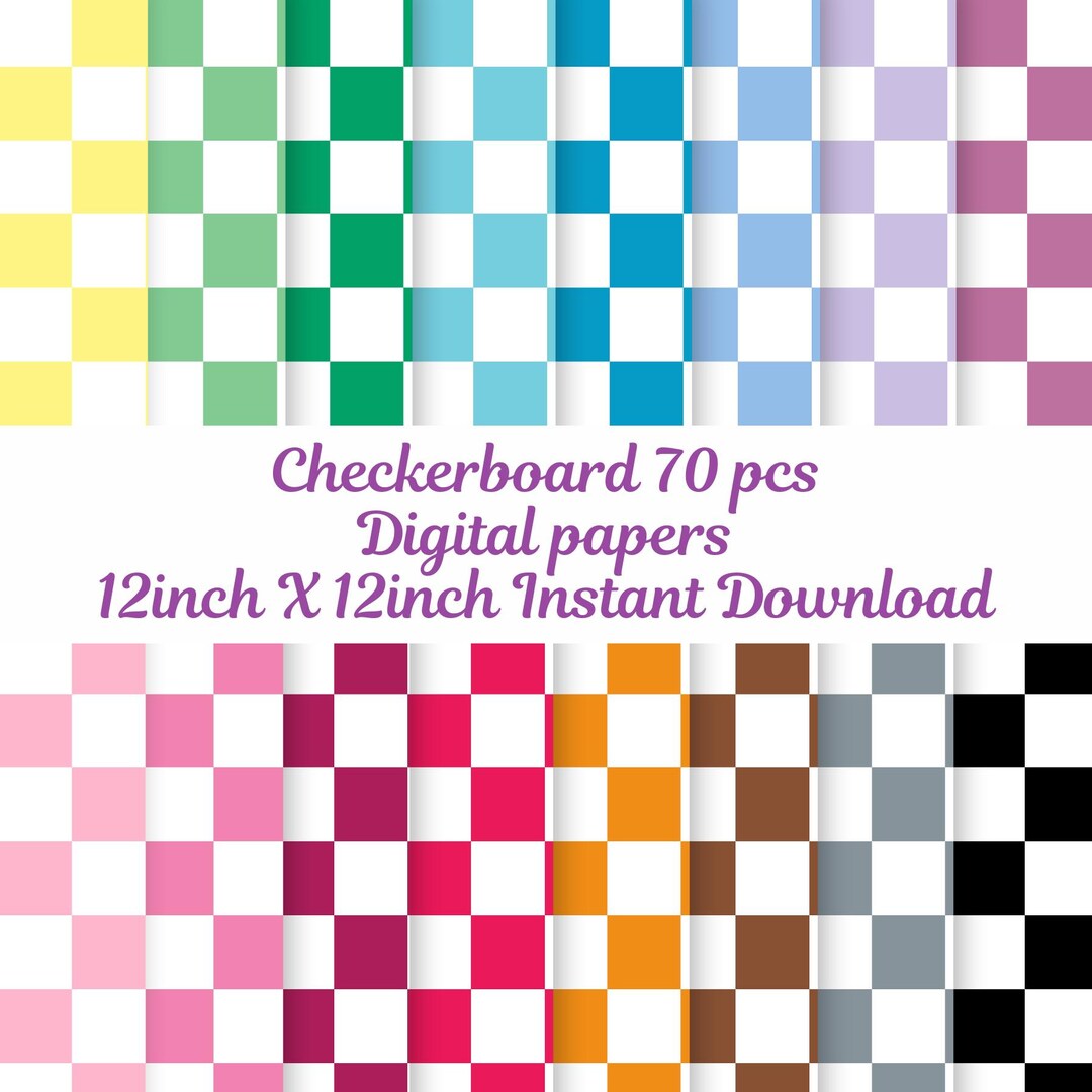 Checkerboard Digital Paper 70 Rainbow Colors Checkered Check Squares ...