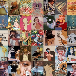 150 PCS | Vintage Poster Collage Kit | Retro Aesthetic Photo Collage ...