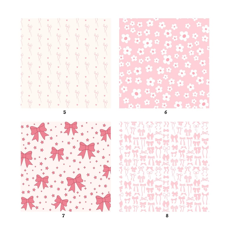 Pink Bow Digital Paper Set, Coquette Seamless Patterns (digital ...