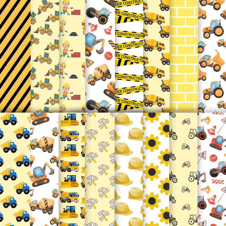 Construction Digital Paper, Construction Digital Papers Set, Dump Truck ...