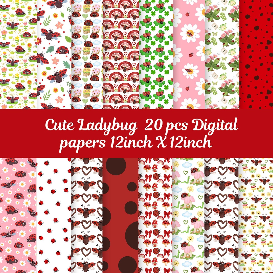 LADYBUG Digital Paper Pack, 20 Quantity, Lady Bugs, Ladybirds, Bugs ...