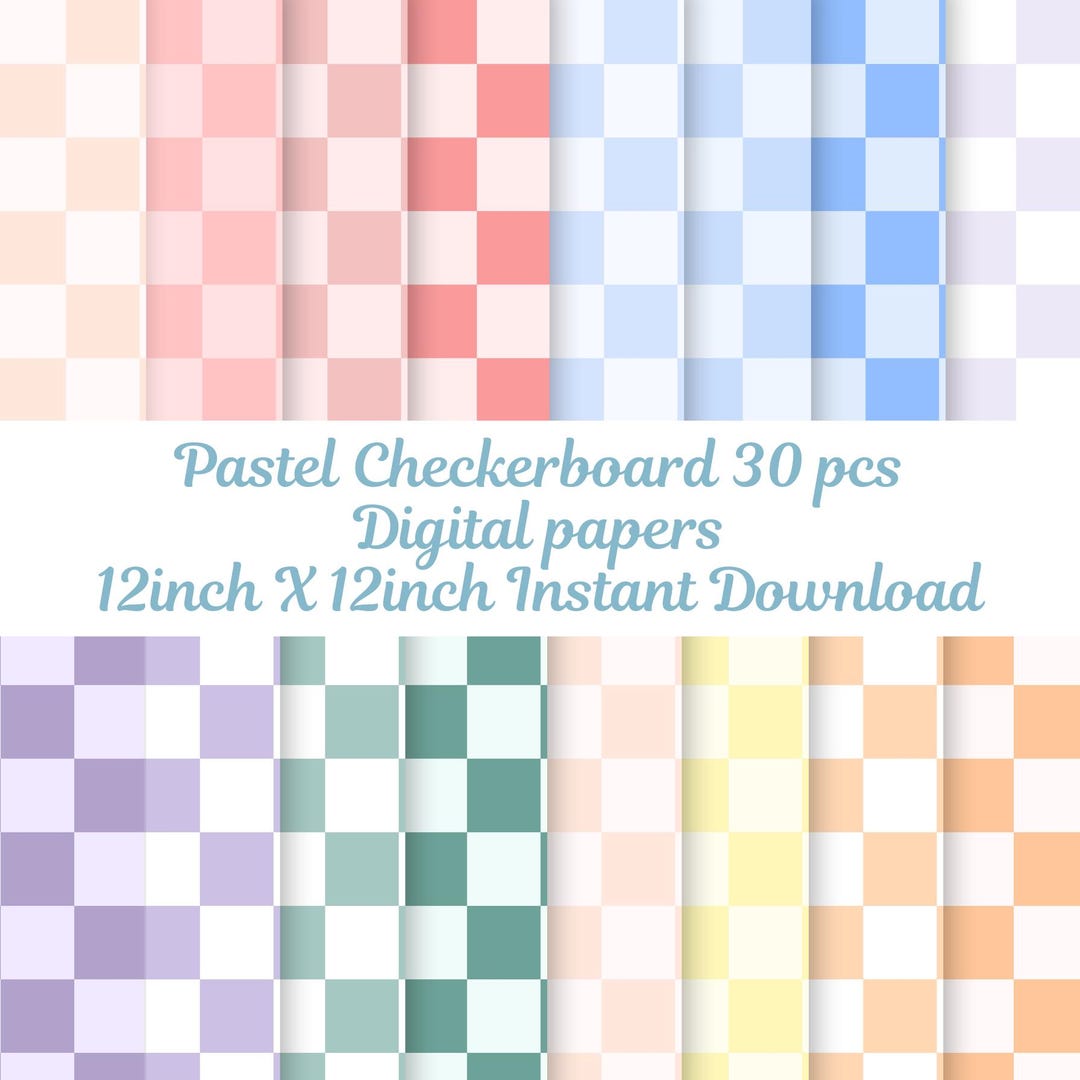 Pastel Digital Paper, Chequered Digital Paper, Chequers Pattern ...