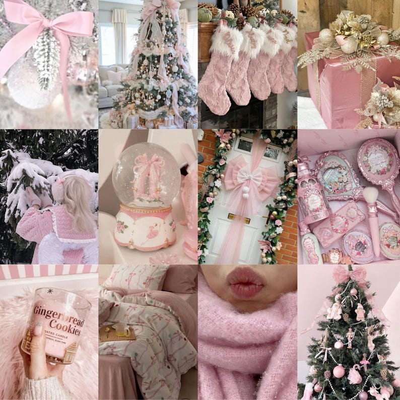 Pink Christmas Wall Collage Kit (140 PCS) (digital Download) - Etsy