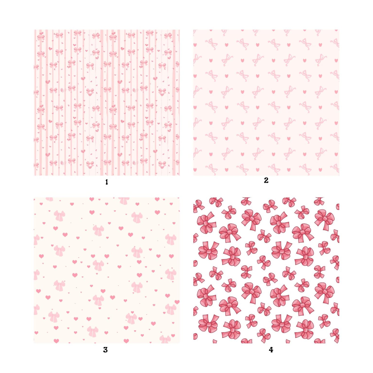 Pink Bows Digital Papers,pink Digital Seamless Patterns,pink Coquette ...