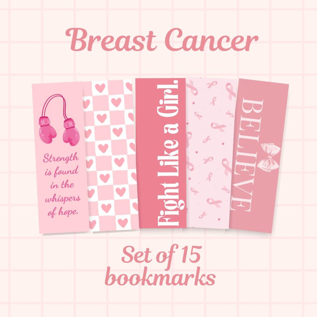 Breast Cancer Bookmarks Bundle, 15 Bookmark Set, Fun Bookmark for ...