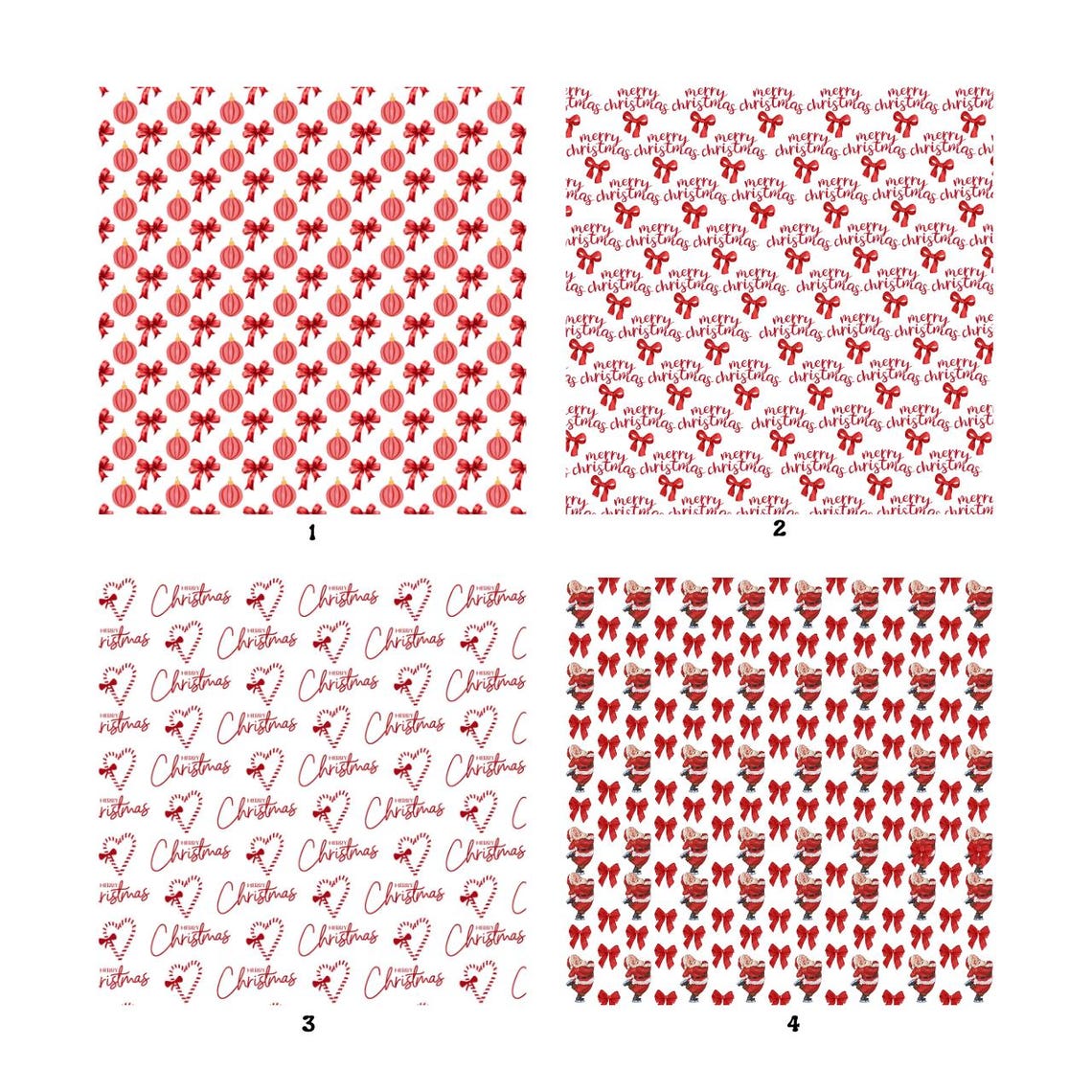 Red Christmas Coquette Digital Paper, Bow Patterns (digital Download ...