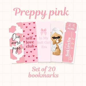 Preppy Book Lover Bookmarks, Printable Bookmarks Preppy Aesthetic, Book ...