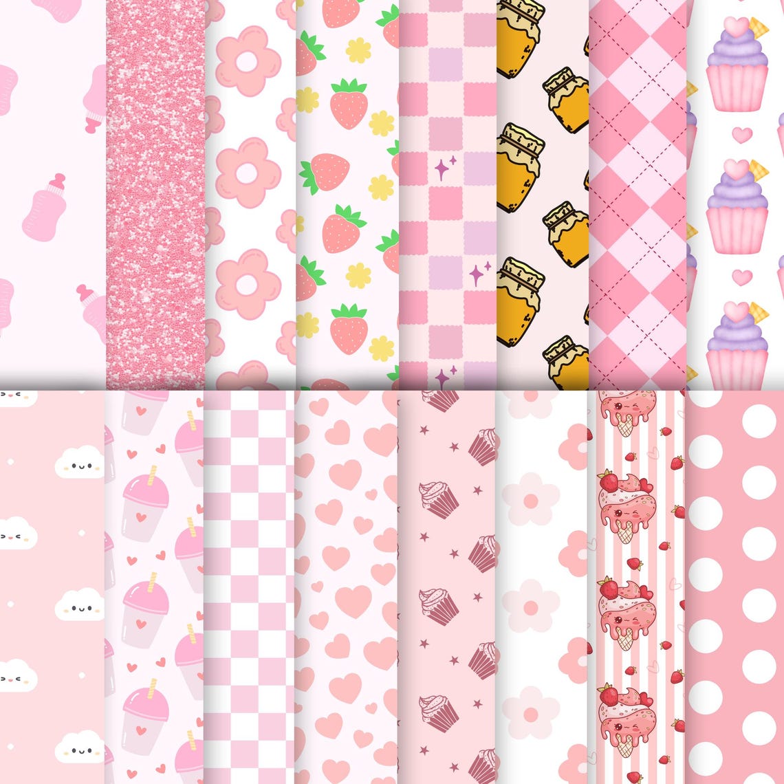 Baby Girl Digital Papers, Baby Girl Shower, Nursery Papers, Baby ...