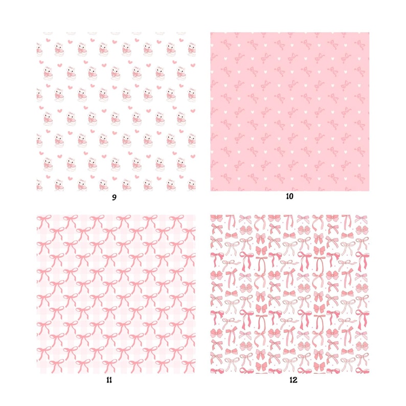 Pink Bow Digital Paper Set, Coquette Seamless Patterns (digital ...