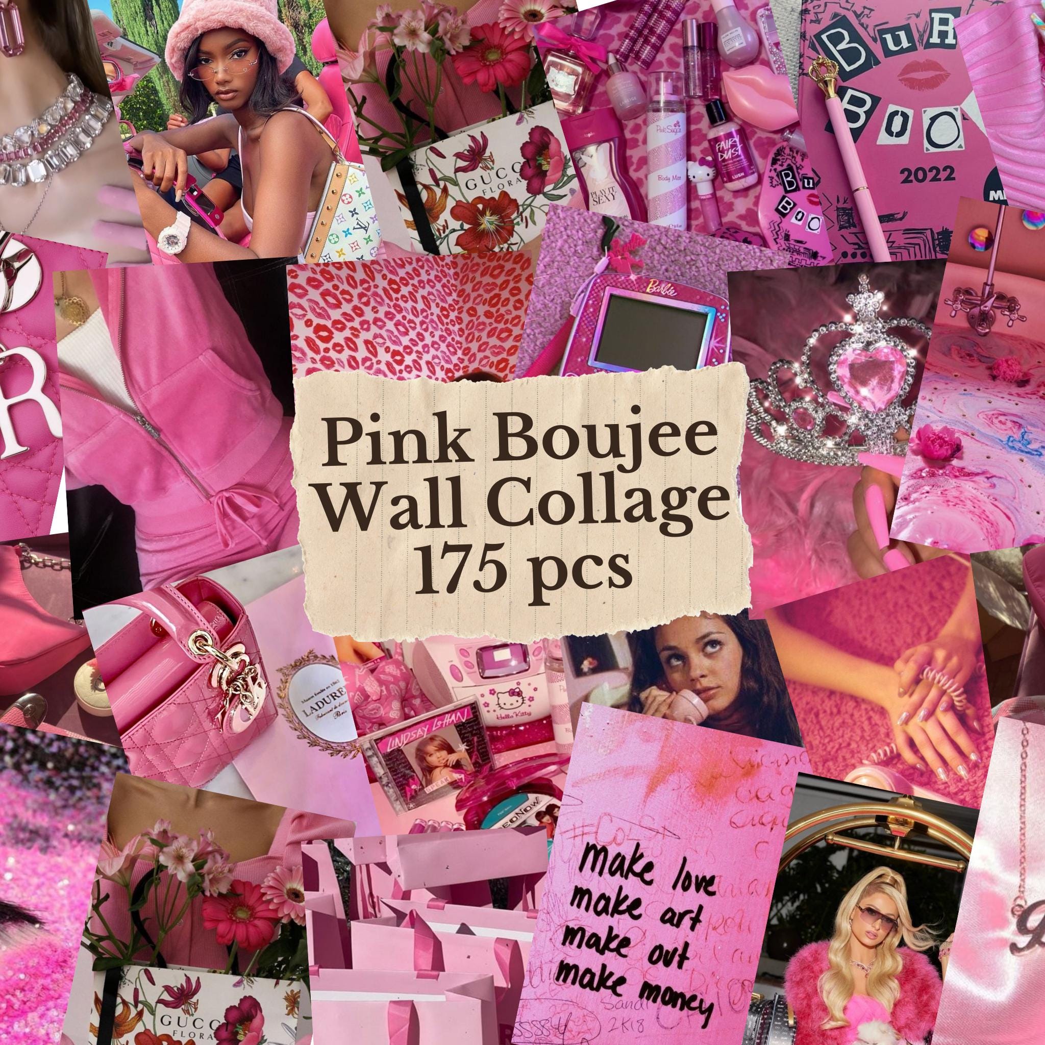 175 PCS Hot Pink Collage Kit, Pink Wall Collage, Baddie Aesthetic ...