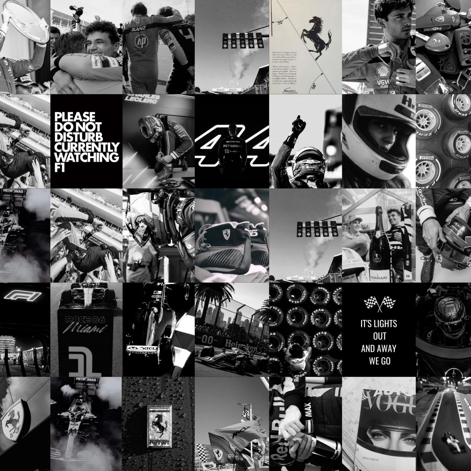 Formula 1 Black & White Photo Collage Kit (digital Download) - Etsy