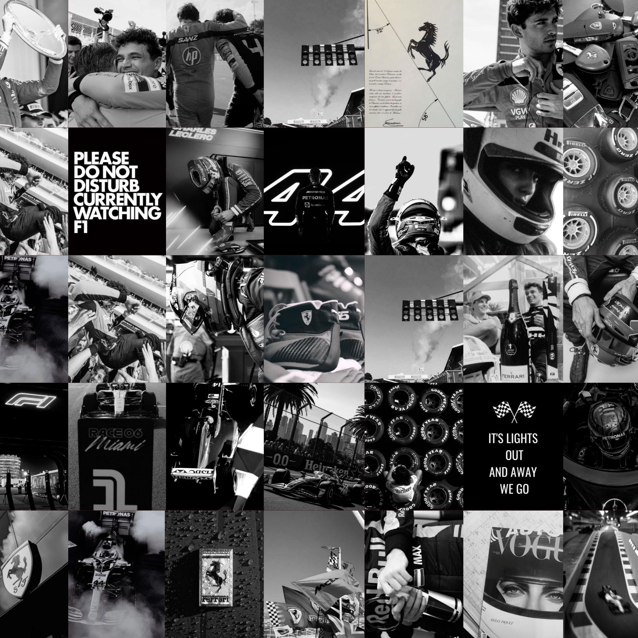 160PCS F1 Aesthetic Photo Collage, Ferrari Formula 1 Poster, Formula 1 ...