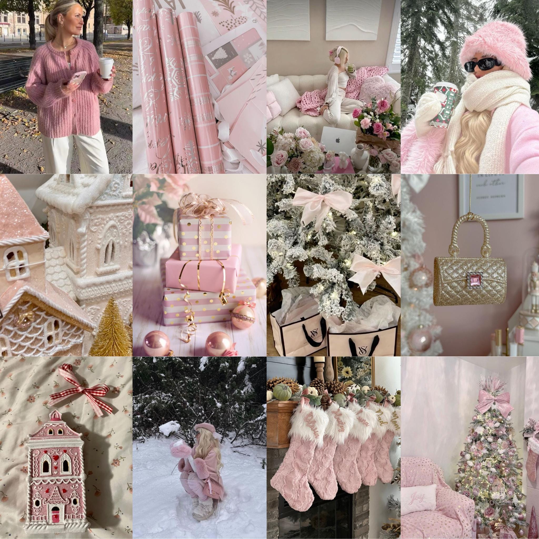 Pink Christmas Wall Collage Kit (140 PCS) (digital Download) - Etsy