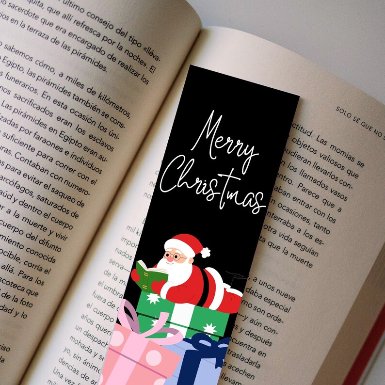 Christmas Collage Bookmark Candy Cane Santa | Christmas Holiday ...