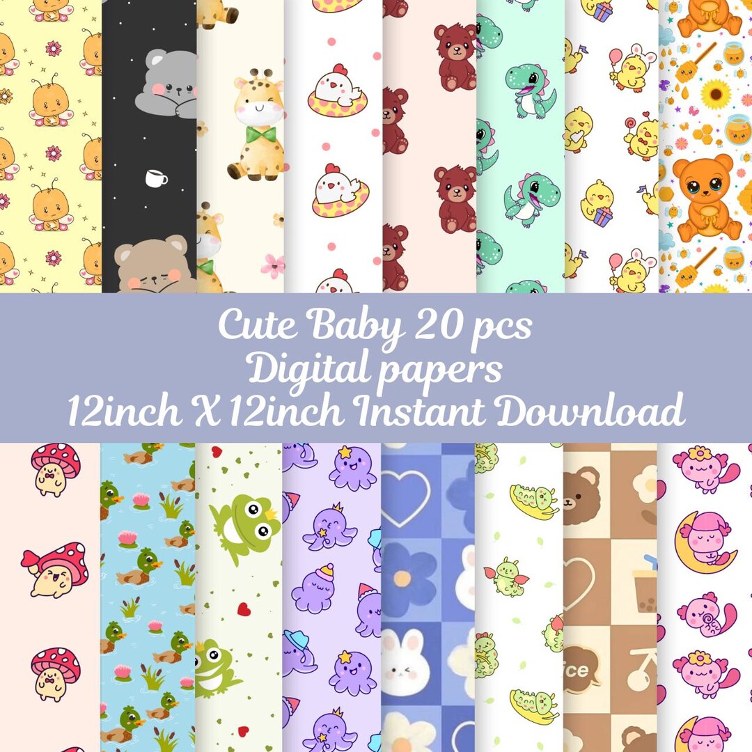 16 Cute Baby Pastel Digital Papers. Cute Baby Seamless Pattern Set on ...