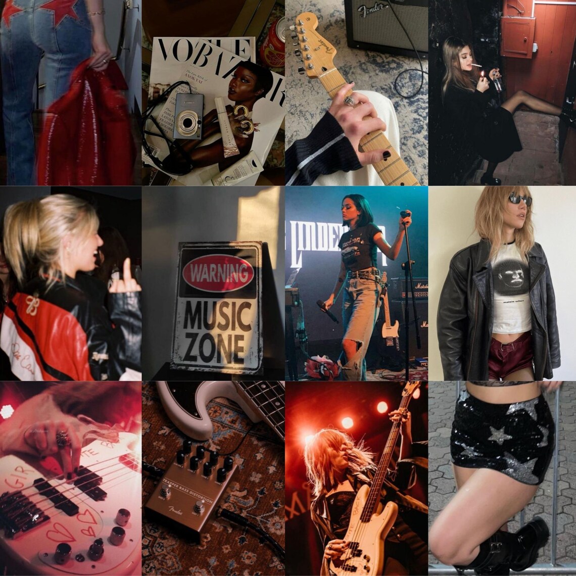 Rockstar Girlfriend Aesthetic Wall Collage Kit | Edgy Photo Prints ...