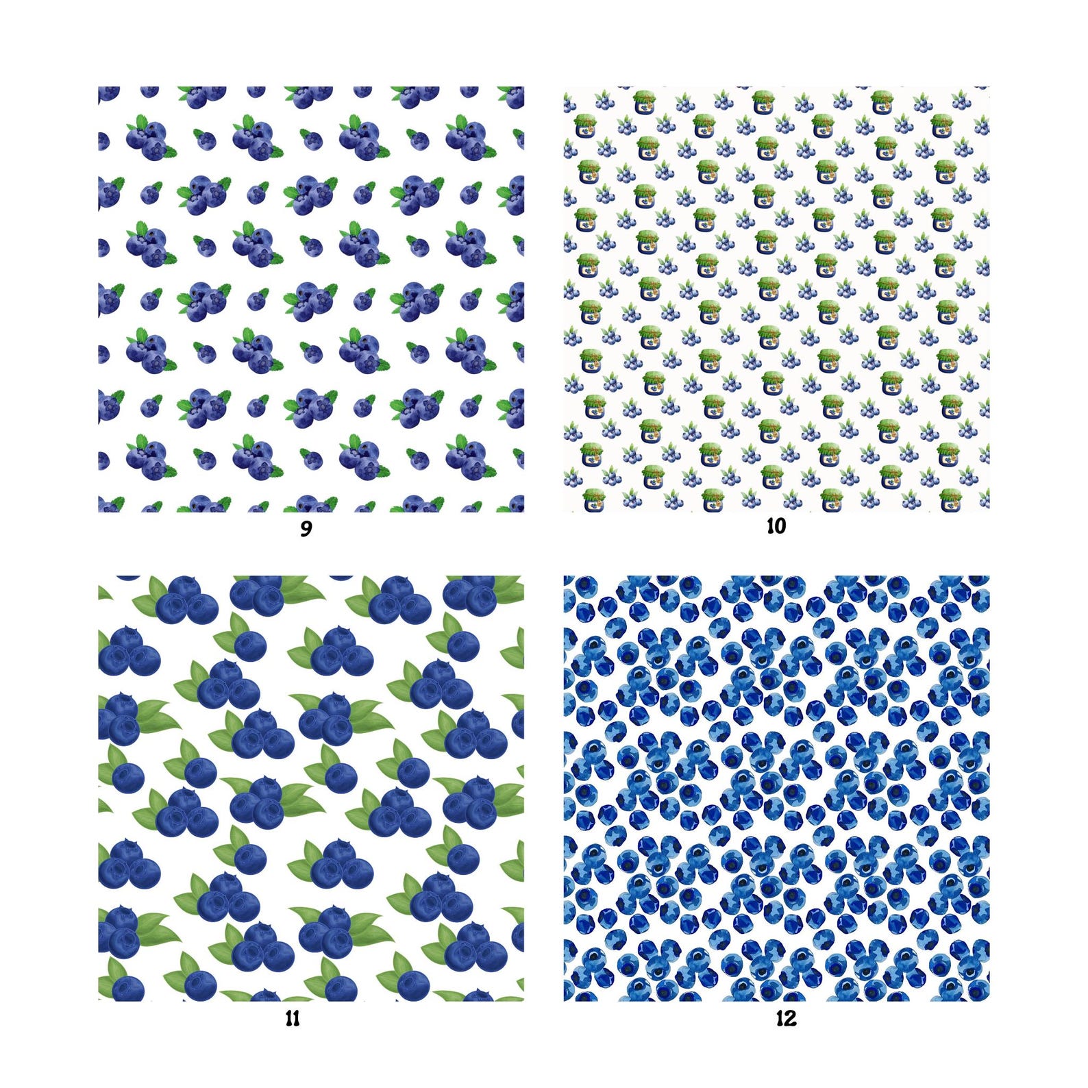 Blueberry Pattern Seamless Digital Papers, Blueberry Design Pattern ...