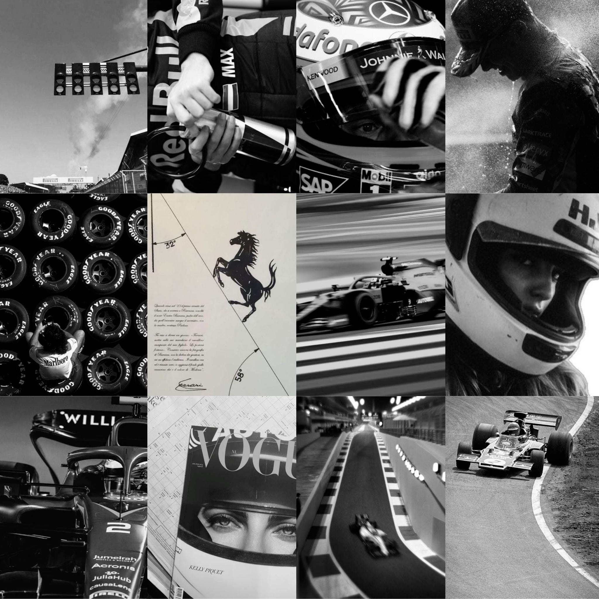 160PCS F1 Aesthetic Photo Collage, Ferrari Formula 1 Poster, Formula 1 ...