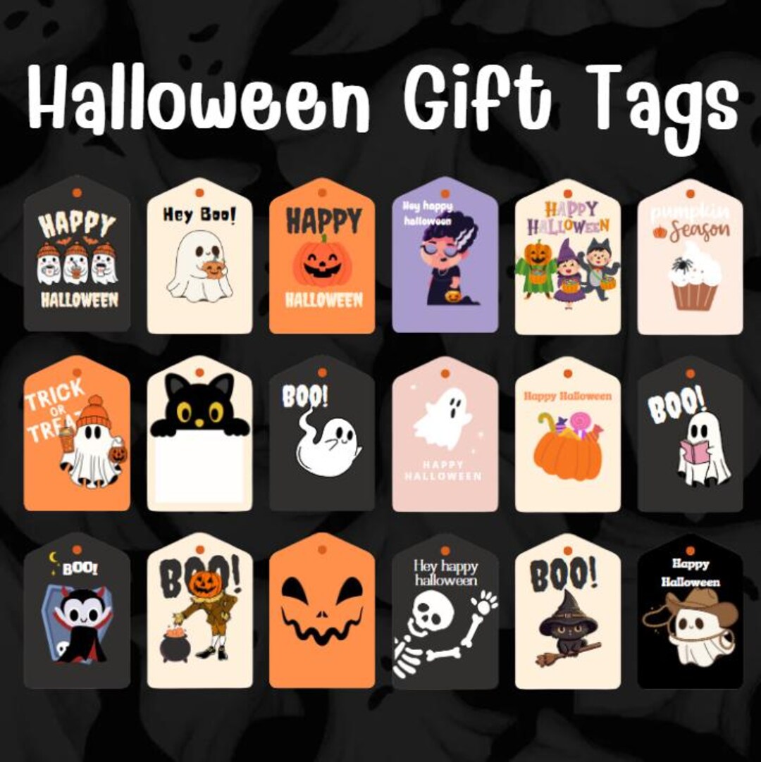 Happy Halloween Gift Tags Bundle, Printable Halloween Tags, Halloween ...