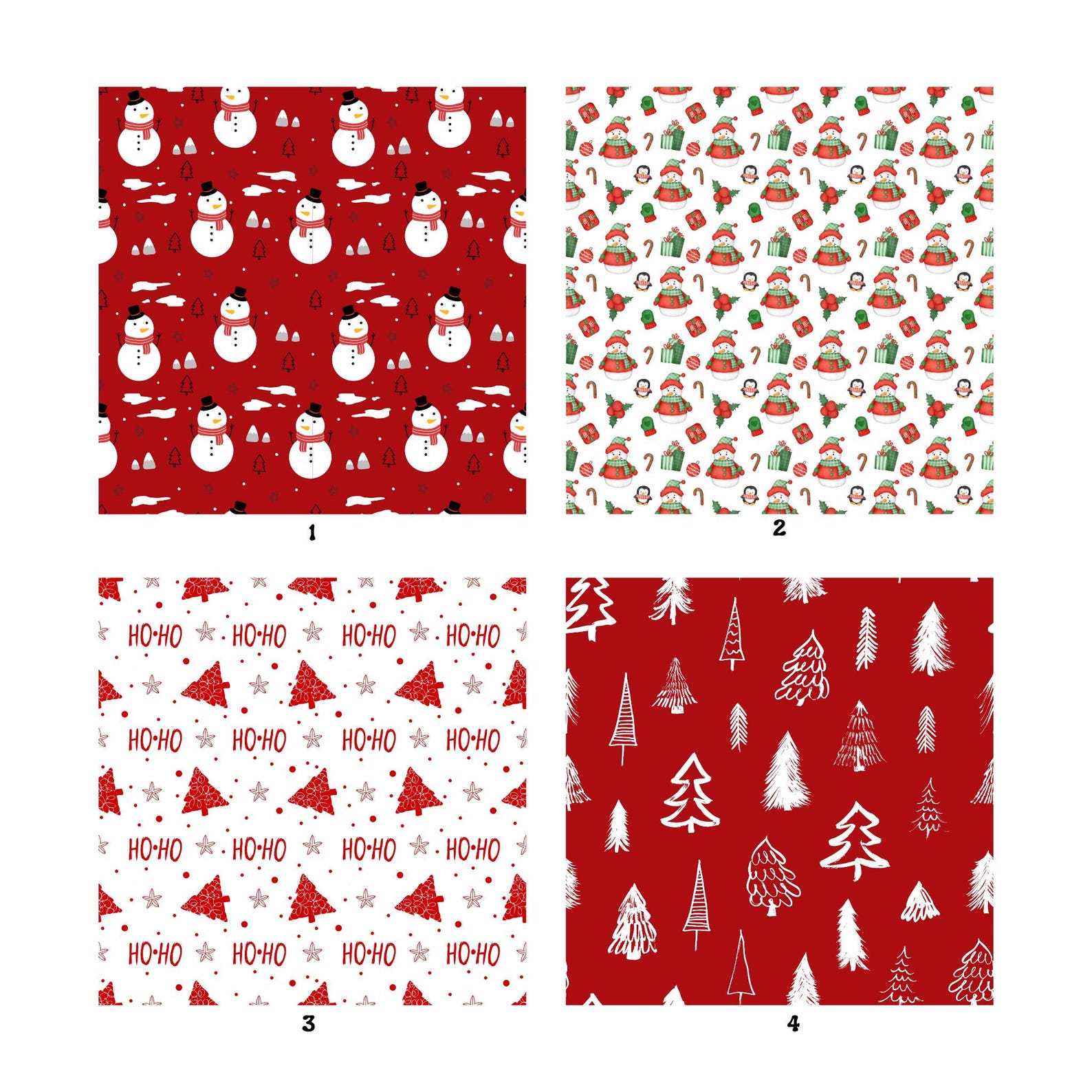 Merry Christmas Red Digital Papers, Xmas Printable Background, Red ...