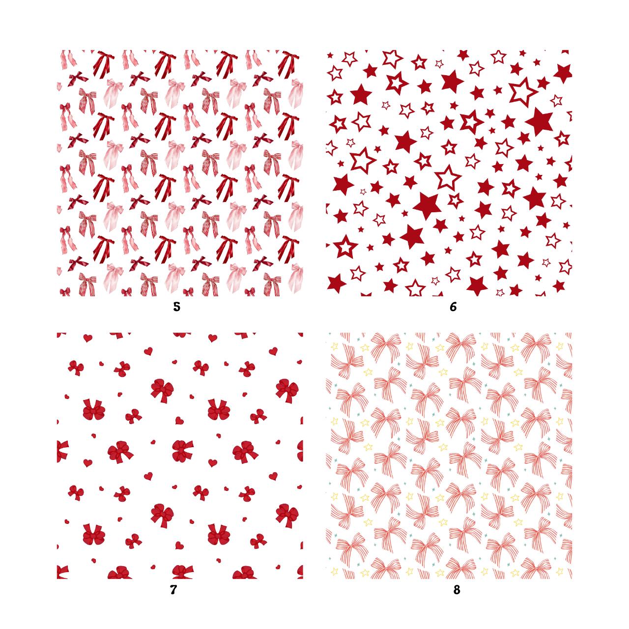 Red Christmas Coquette Digital Paper, Bow Patterns (digital Download ...